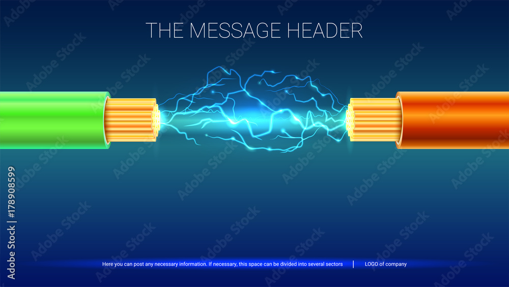Electrical spark between two insulated, stranded copper wires. Electric ...