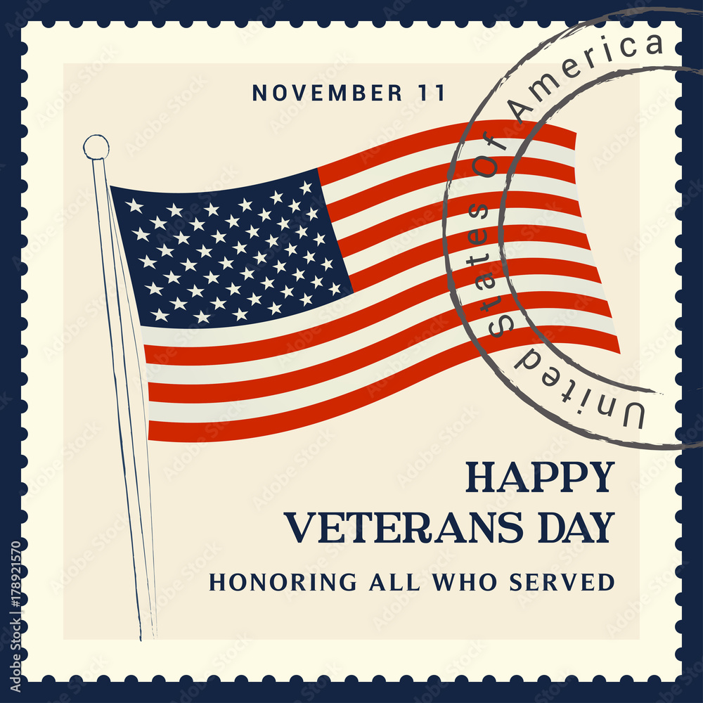 Veterans Day Vector illustration, Honoring all who served with USA flag ...