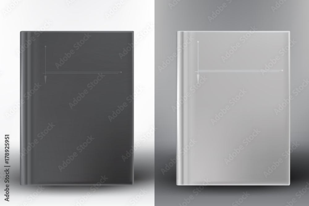 Book mockup. Black and white color books set with empty cover mockup ...