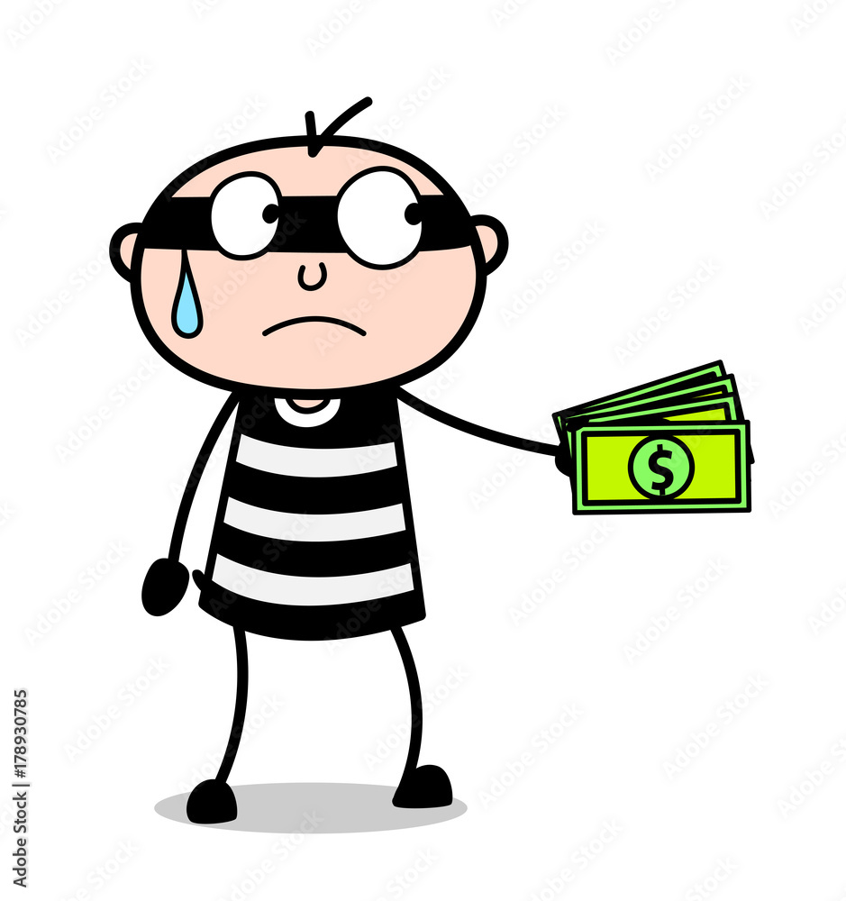 Cartoon Thief Giving Bribe for Bail Vector Concept Stock Vector | Adobe ...