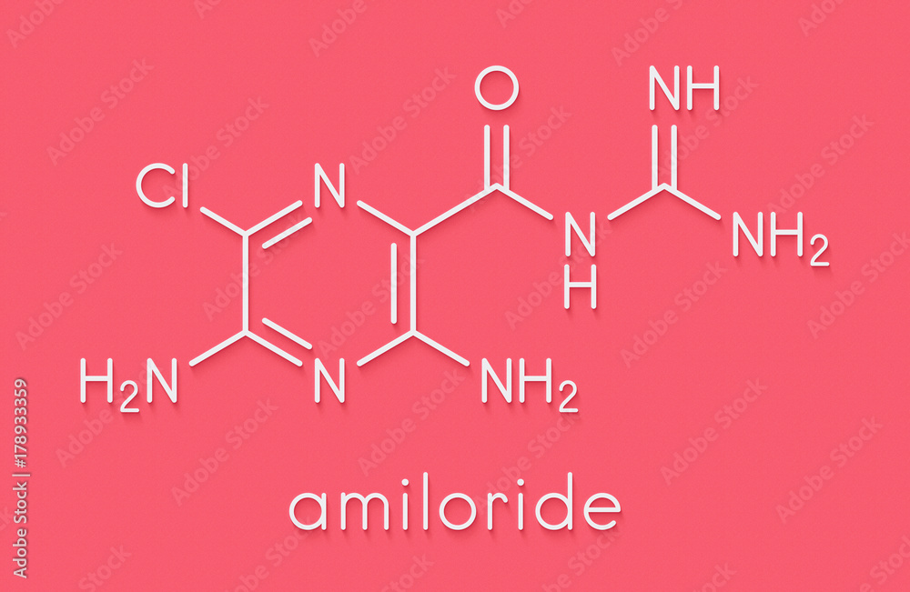 Amiloride diuretic drug molecule. Used in treatment of hypertension and ...