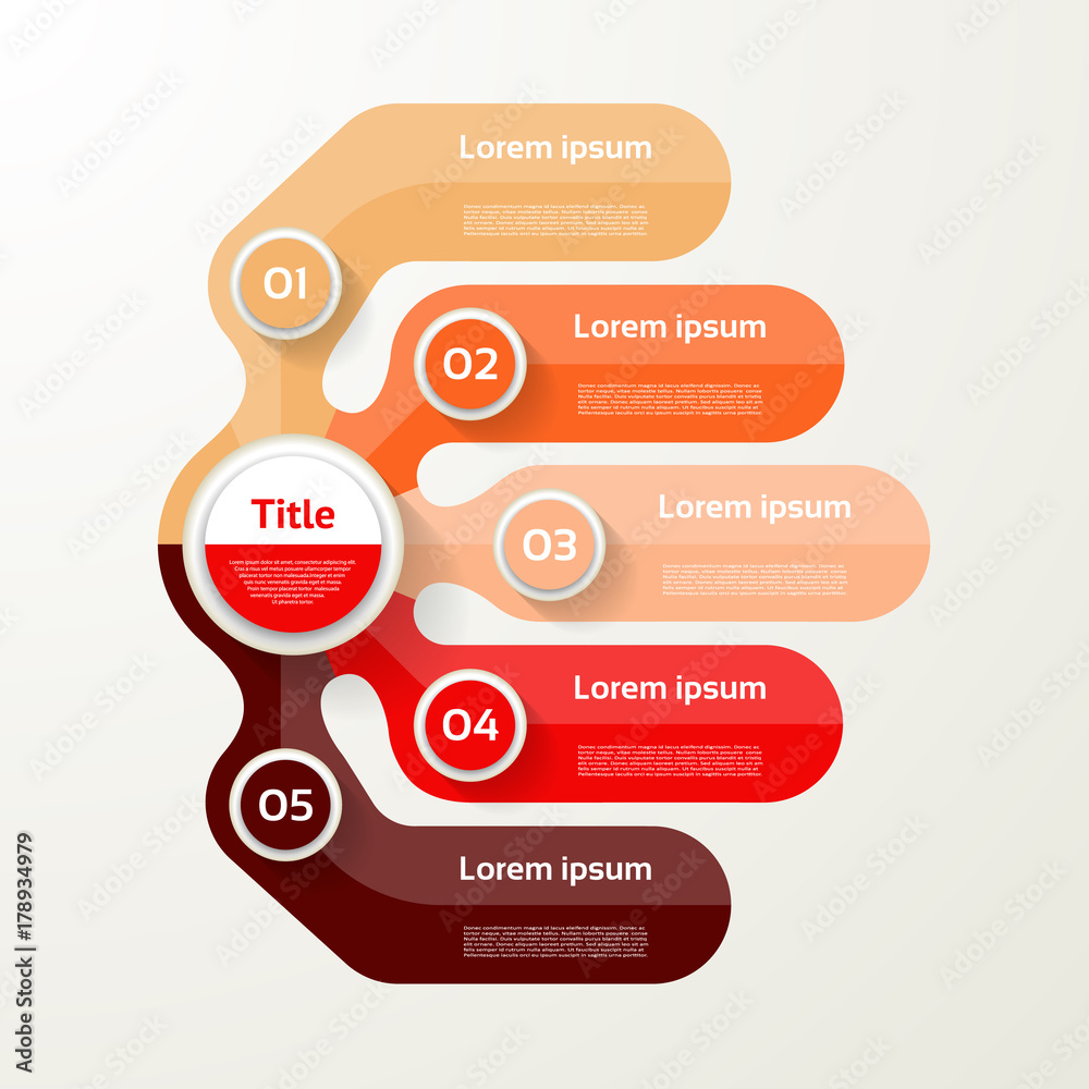 Five elements banner. 5 steps design, chart, infographic, step by step ...