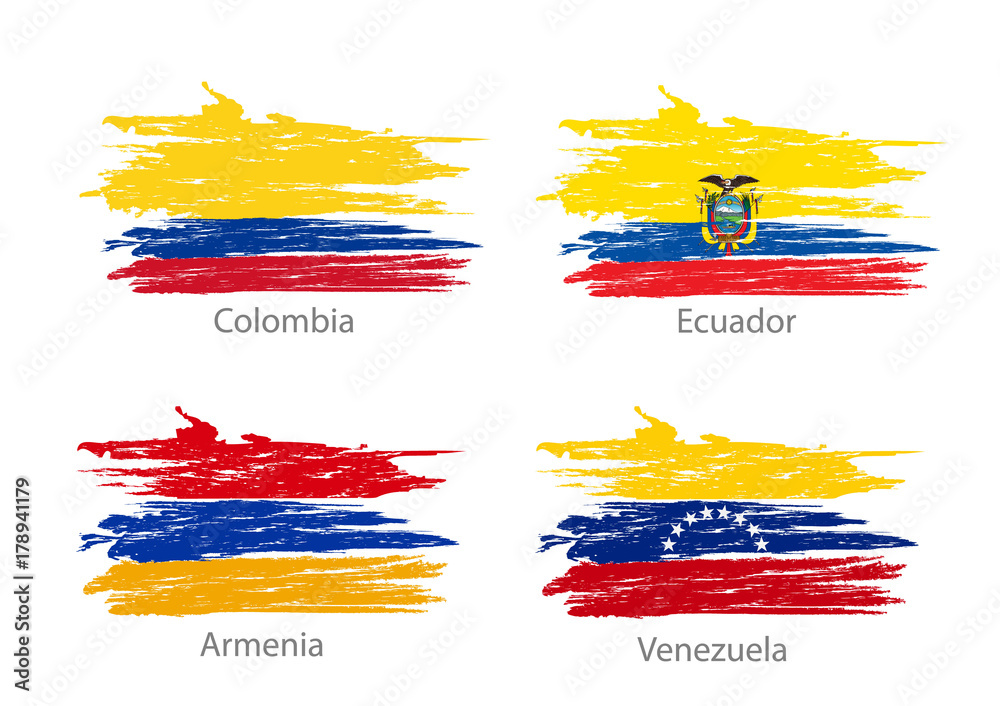 Set of smear painted flags of different countries Stock Vector | Adobe ...