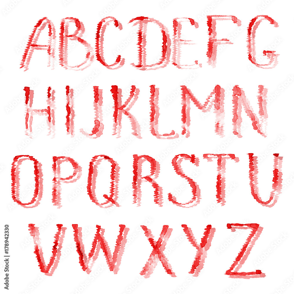 Red letters of english alphabet Stock Illustration | Adobe Stock