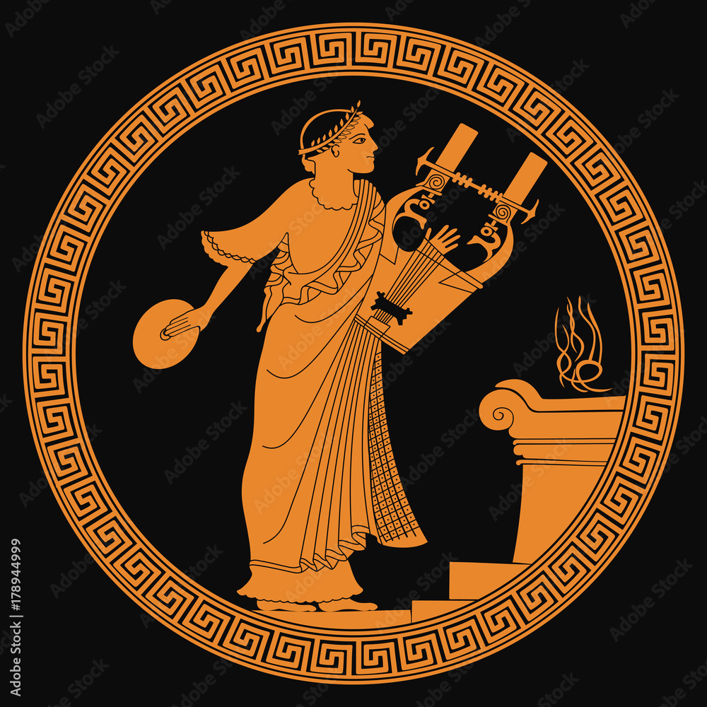 Ancient Greek god of marriage Hymen with a musical instrument in his ...