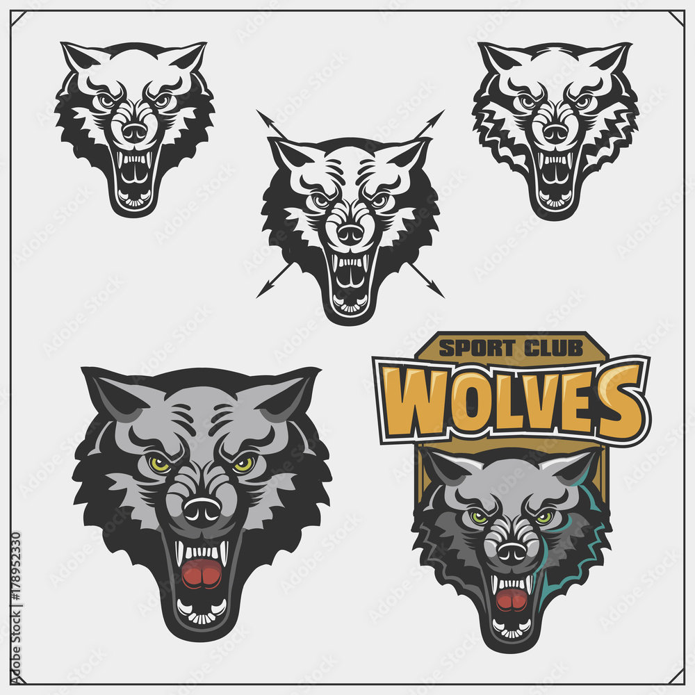 Set of emblems with wolves. Vector illustration. Stock Vector | Adobe Stock