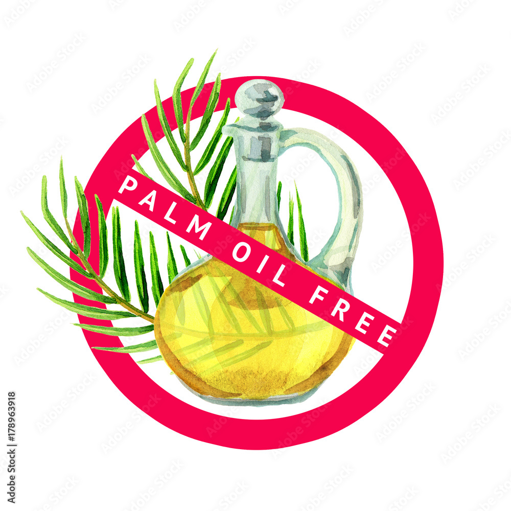 Palm oil free simbol. Watercolor illustration Stock Illustration ...
