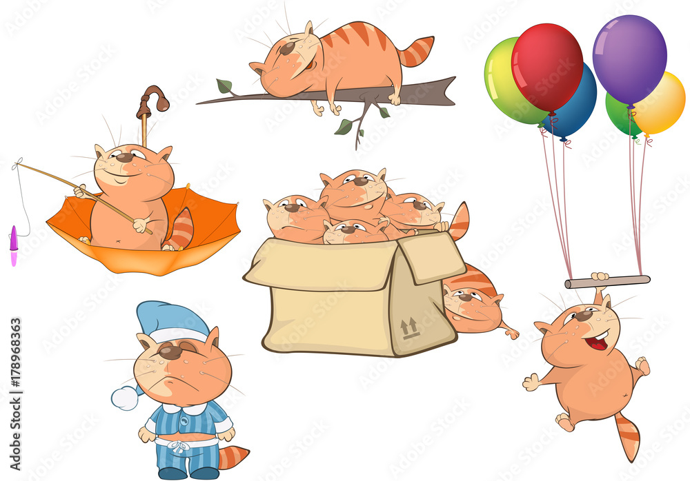 Set Cartoon Illustration. A Cute Cats for you Design Stock Vector ...