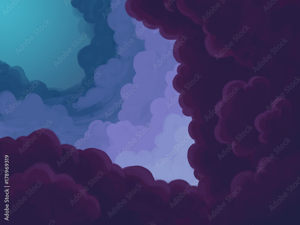 Cartoon purple clouds Stock Illustration | Adobe Stock