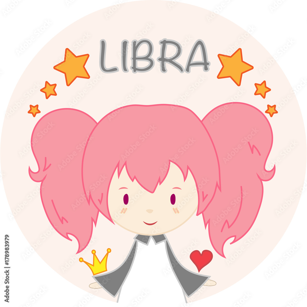 Cute Zodiac Sign - Libra - Vector illustration Stock Vector | Adobe Stock