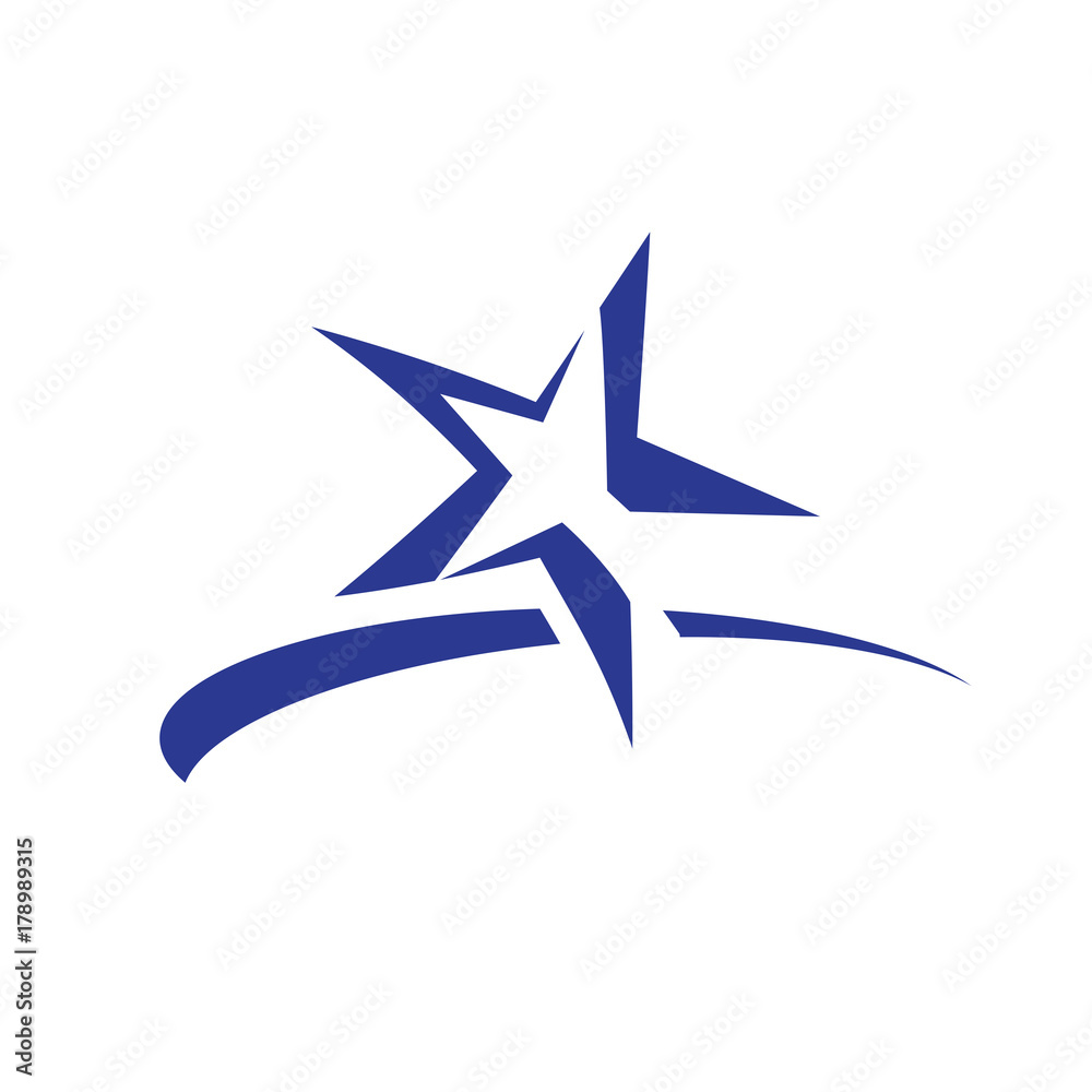 elegant star with curved line, star symbol, symbol design, isolated on ...