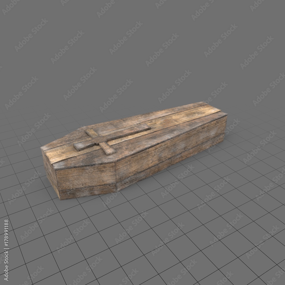 Wood coffin with cross Stock 3D asset | Adobe Stock