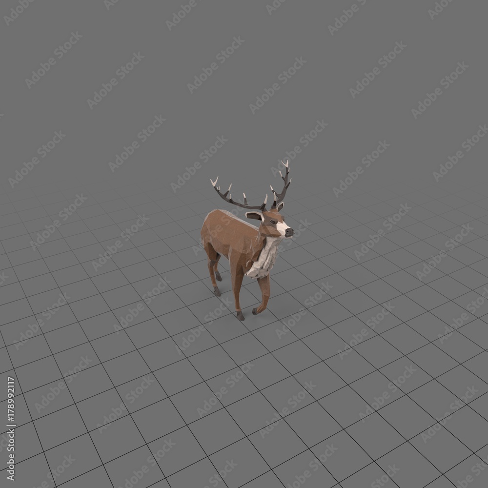 Stylized stag walking Stock 3D asset | Adobe Stock