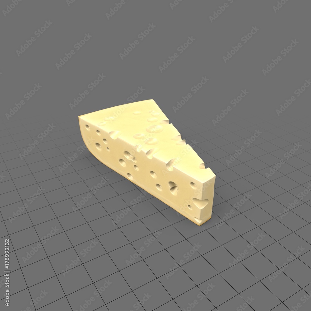 Wedge of Swiss cheese Stock 3D asset | Adobe Stock