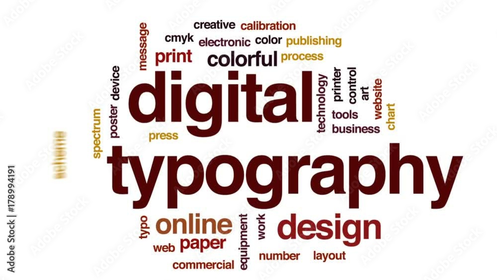 Digital typography animated word cloud, text design animation. Stock ...