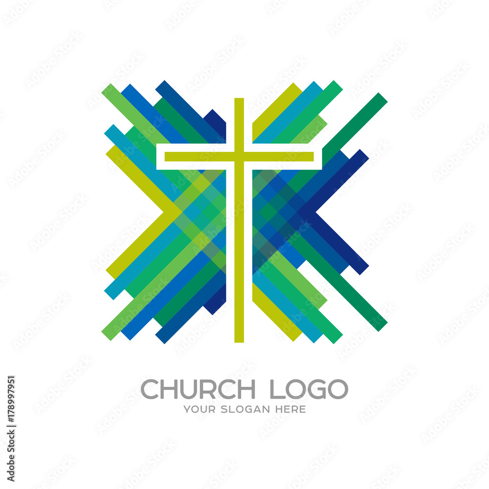 Church logo. Christian symbols. Cross of Jesus Christ and mosaic Stock ...