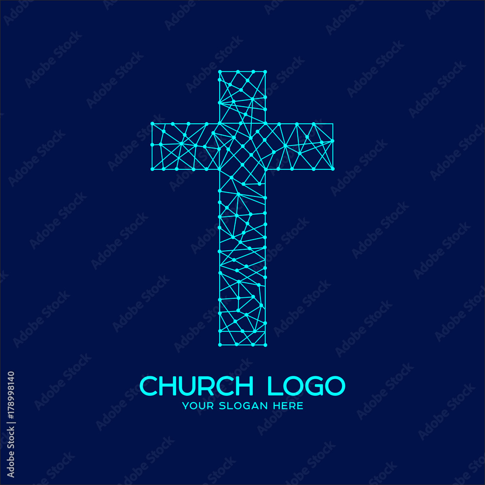 Church logo. Christian symbols. Cross of Jesus Christ and mosaic Stock ...