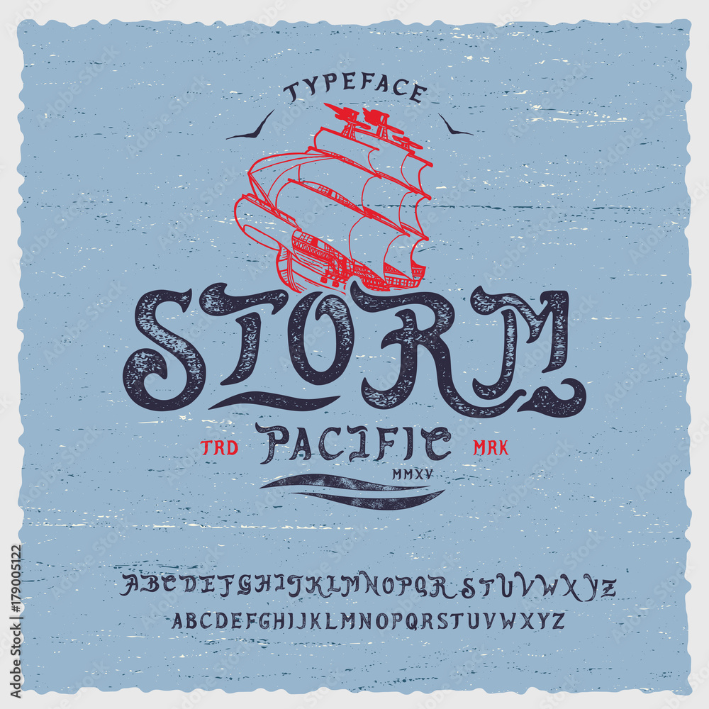 Font Storm. Hand crafted stylized retro vintage typeface design ...