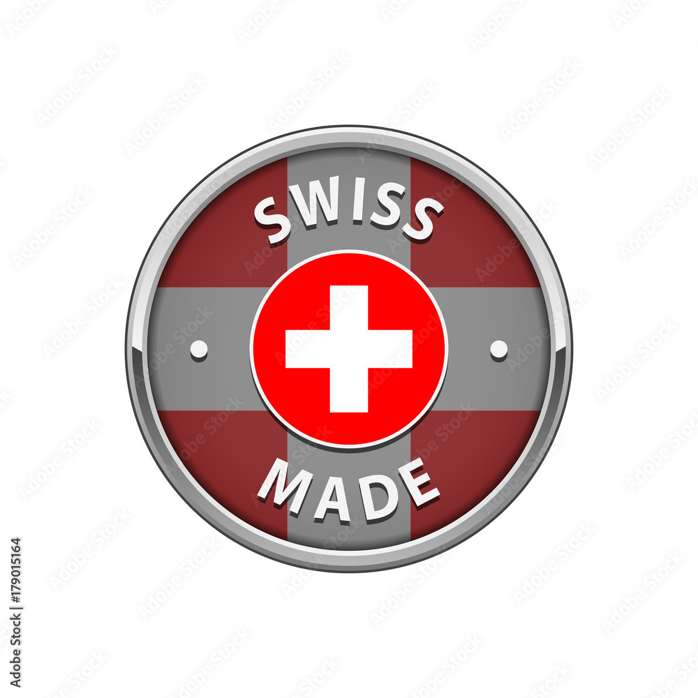 Round "Swiss made" badge with Swiss flag Stock Vector | Adobe Stock