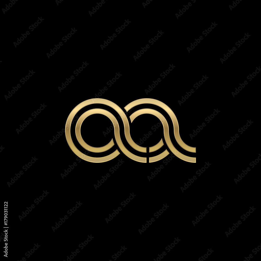 Initial lowercase letter aa, linked outline rounded logo, elegant ...