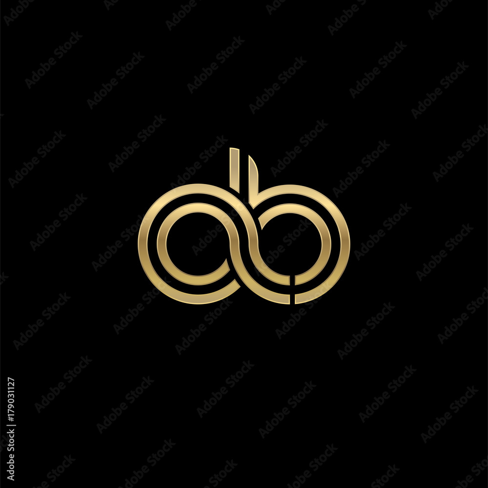 Initial lowercase letter ab, linked outline rounded logo, elegant ...