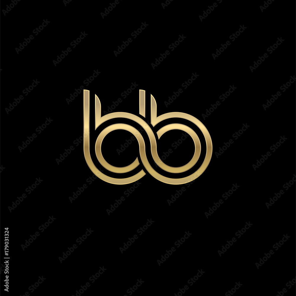 Initial lowercase letter bb, linked outline rounded logo, elegant ...