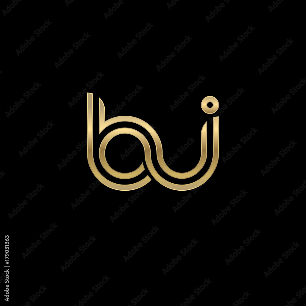 Initial lowercase letter bi, linked outline rounded logo, elegant ...
