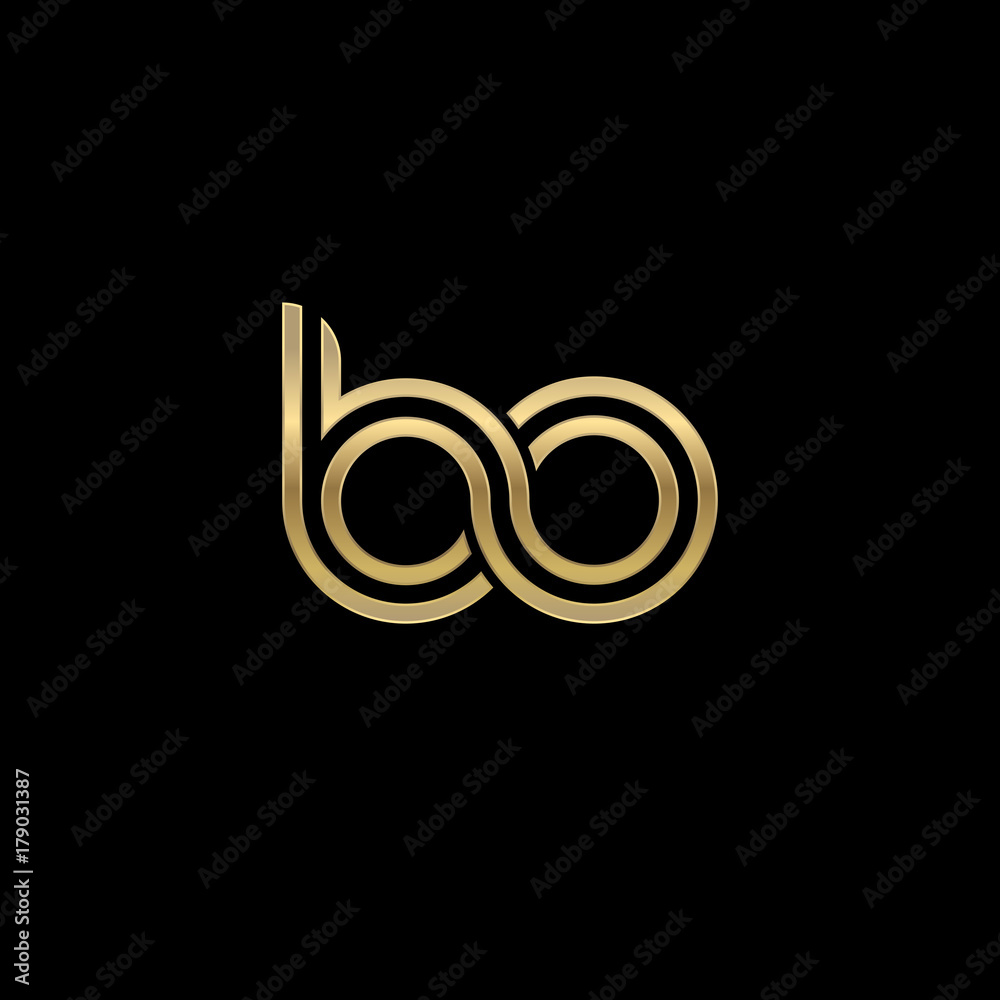 Initial lowercase letter bo, linked outline rounded logo, elegant ...