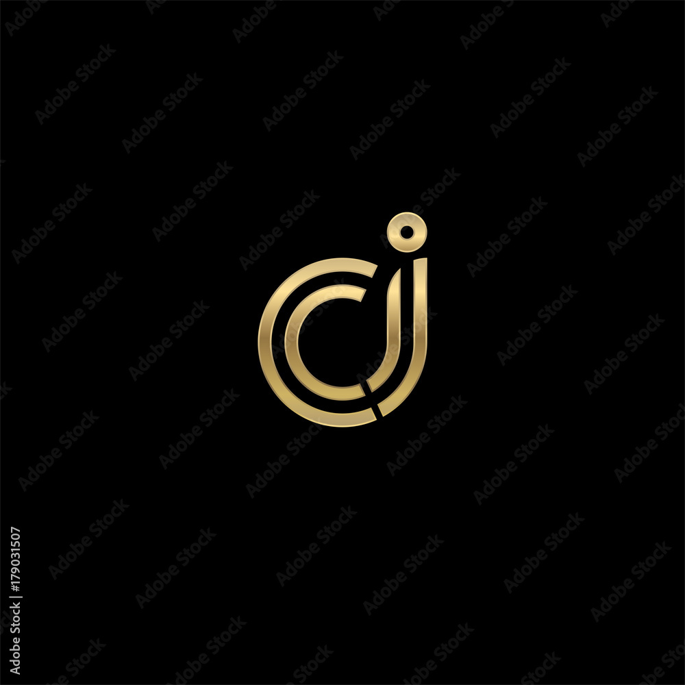 Initial lowercase letter ci, linked outline rounded logo, elegant ...