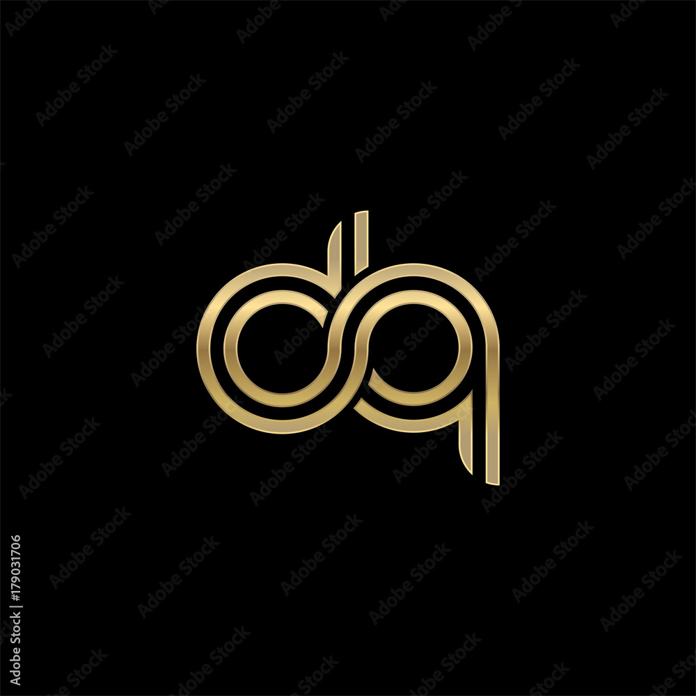 Initial lowercase letter dq, linked outline rounded logo, elegant ...