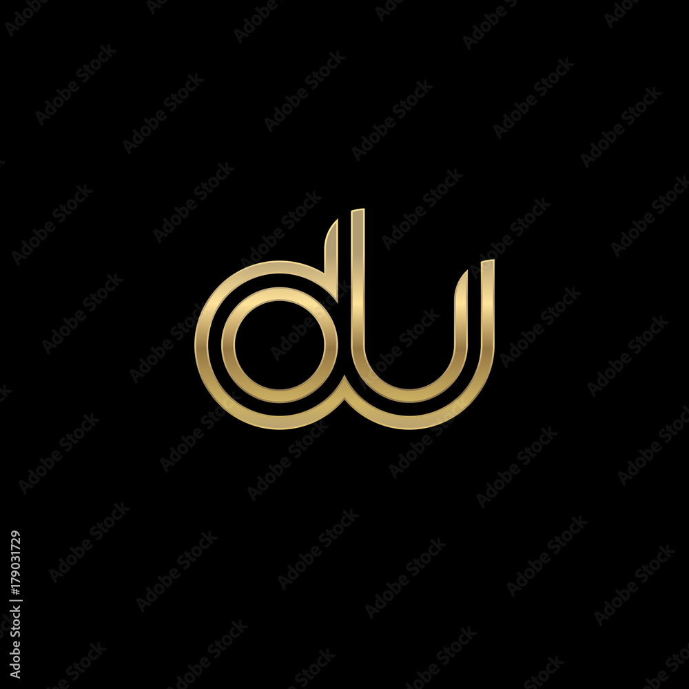 Initial lowercase letter du, linked outline rounded logo, elegant ...
