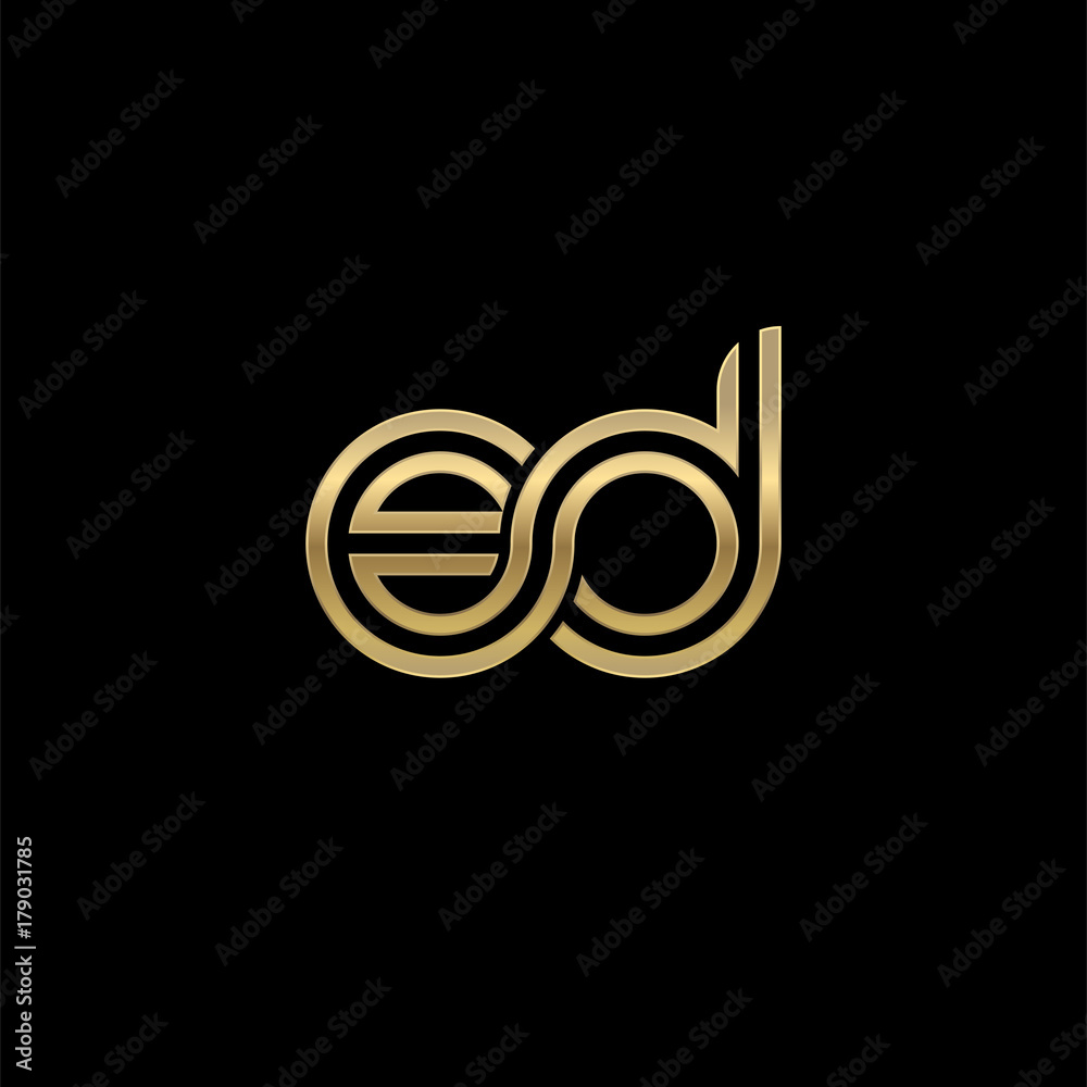 Initial lowercase letter ed, linked outline rounded logo, elegant ...