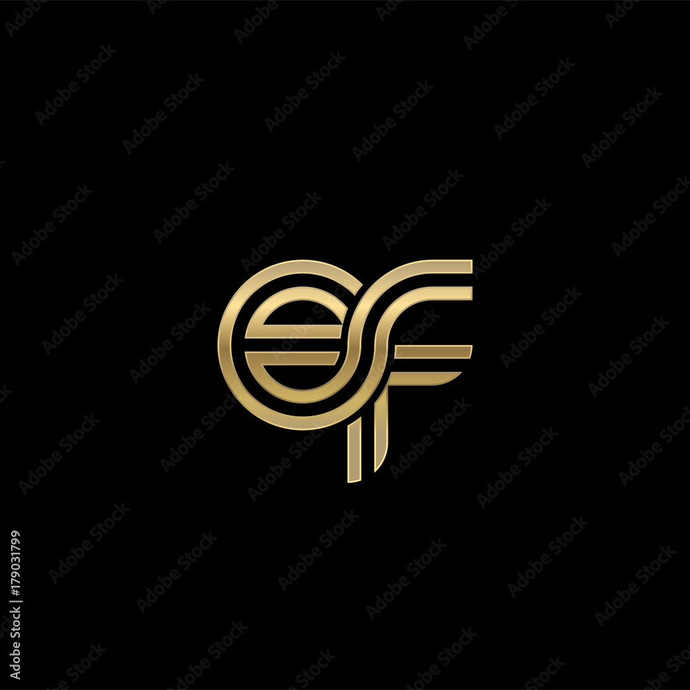 Initial lowercase letter ef, linked outline rounded logo, elegant ...