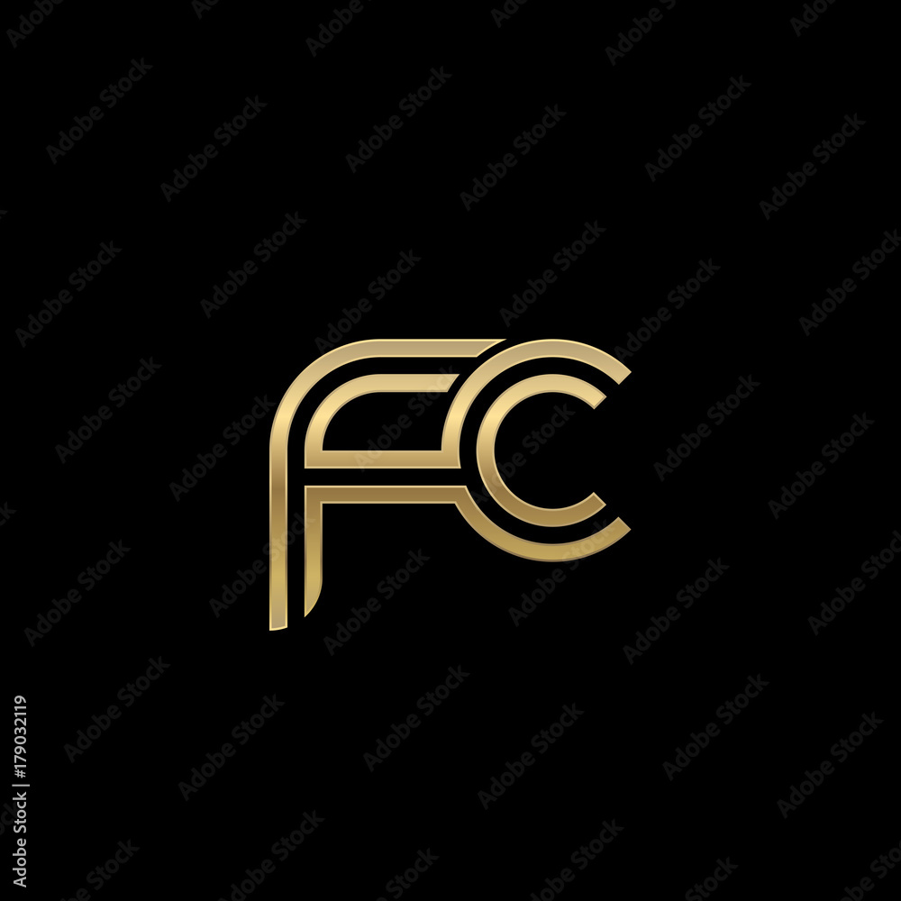 Initial lowercase letter fc, linked outline rounded logo, elegant ...