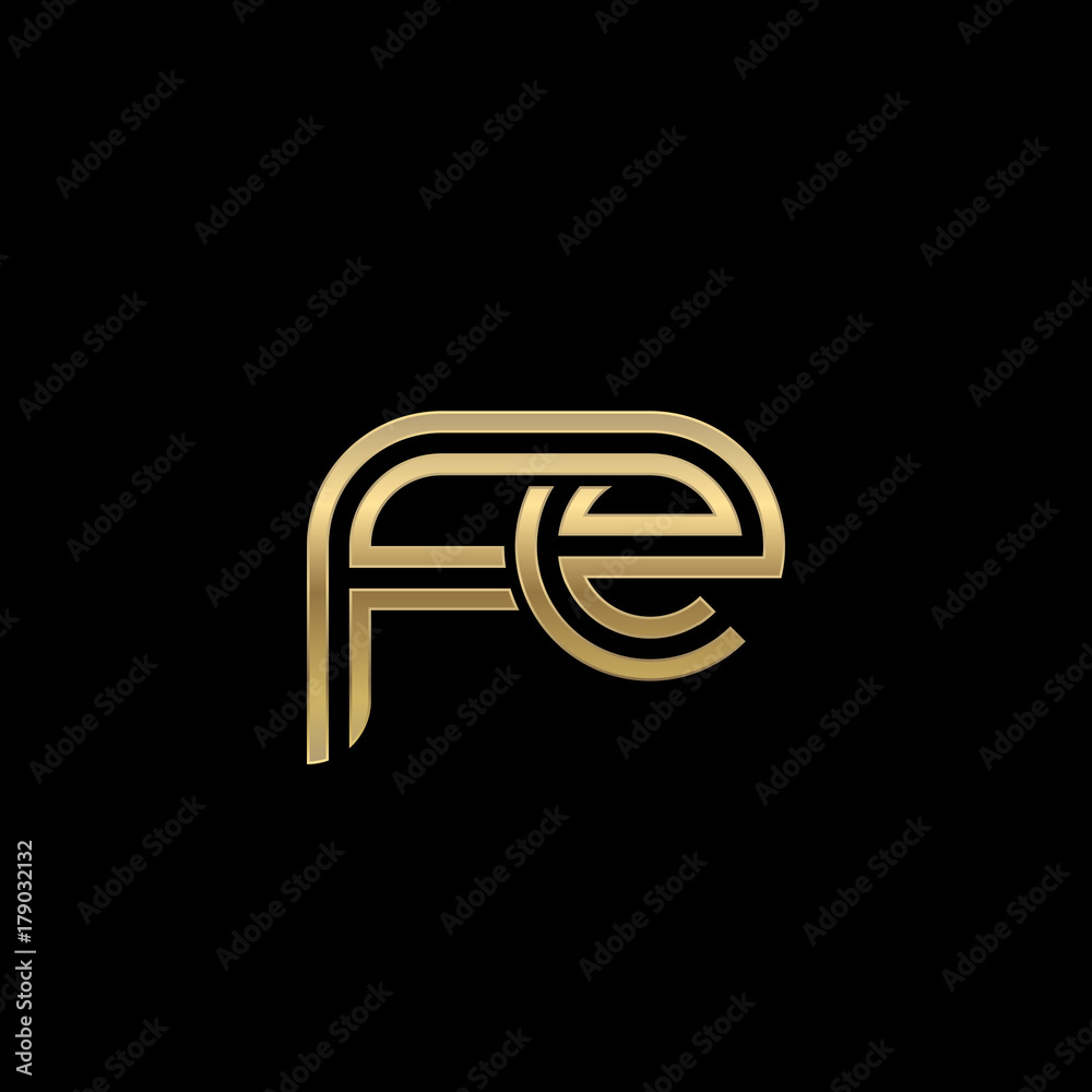 Initial lowercase letter fe, linked outline rounded logo, elegant ...