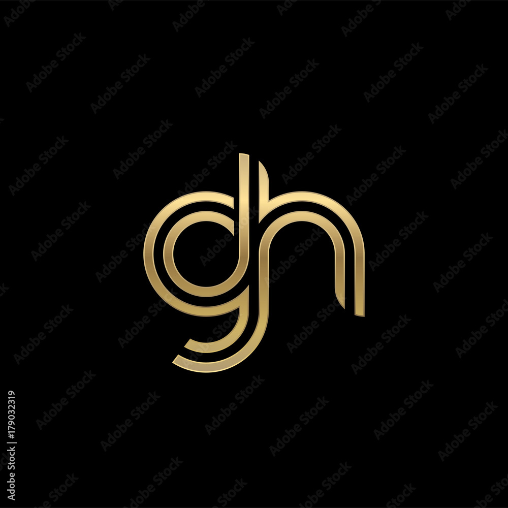 Initial lowercase letter gh, linked outline rounded logo, elegant ...