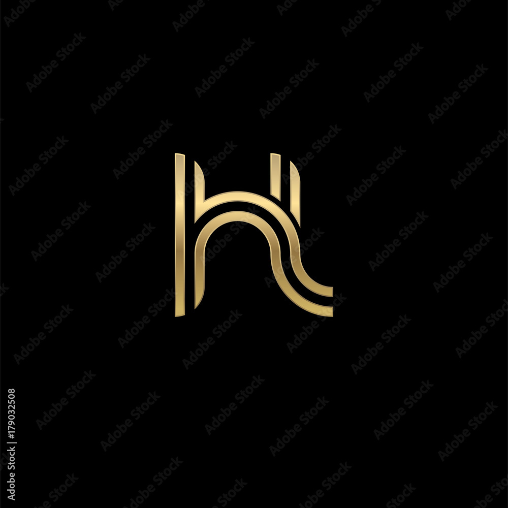Initial lowercase letter hl, linked outline rounded logo, elegant ...