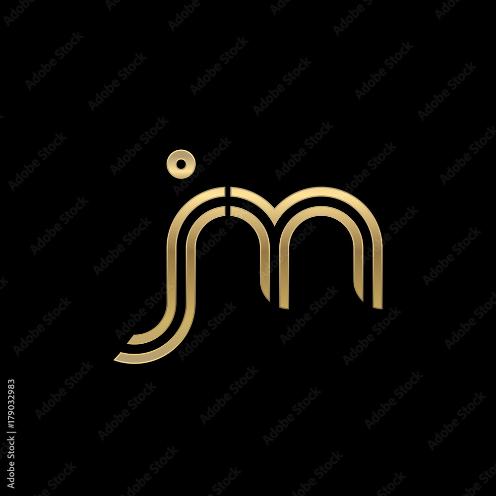 Initial lowercase letter jm, linked outline rounded logo, elegant ...