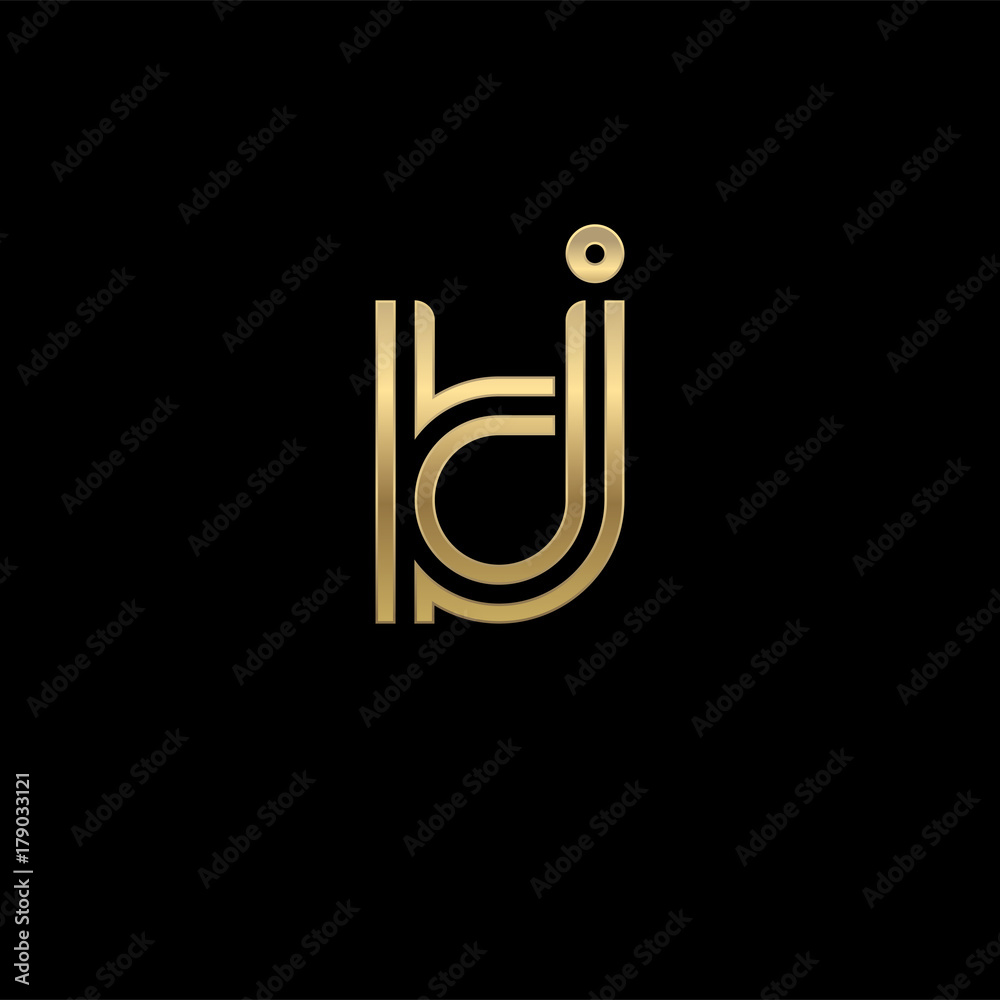 Initial lowercase letter kj, linked outline rounded logo, elegant ...