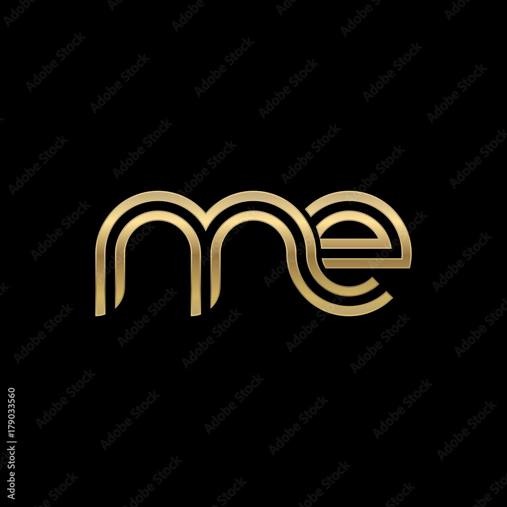Initial lowercase letter me, linked outline rounded logo, elegant ...