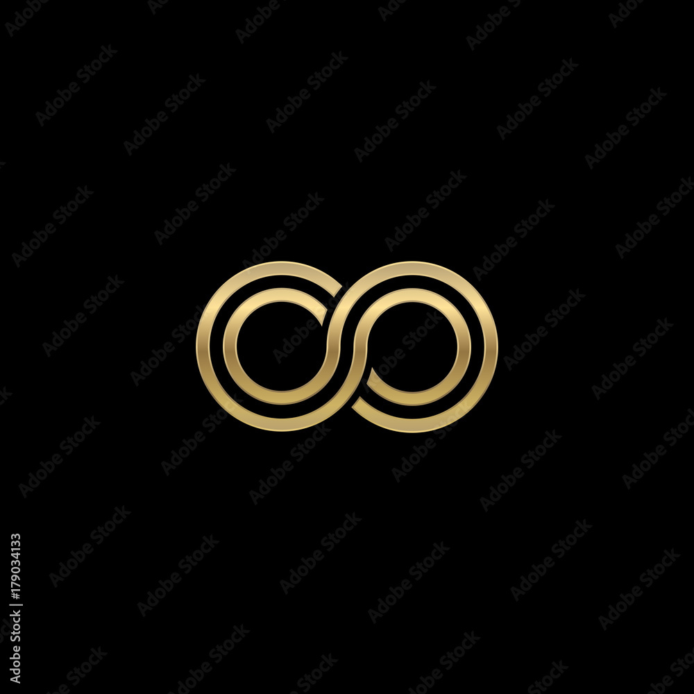 Initial lowercase letter oo, linked outline rounded logo, elegant ...