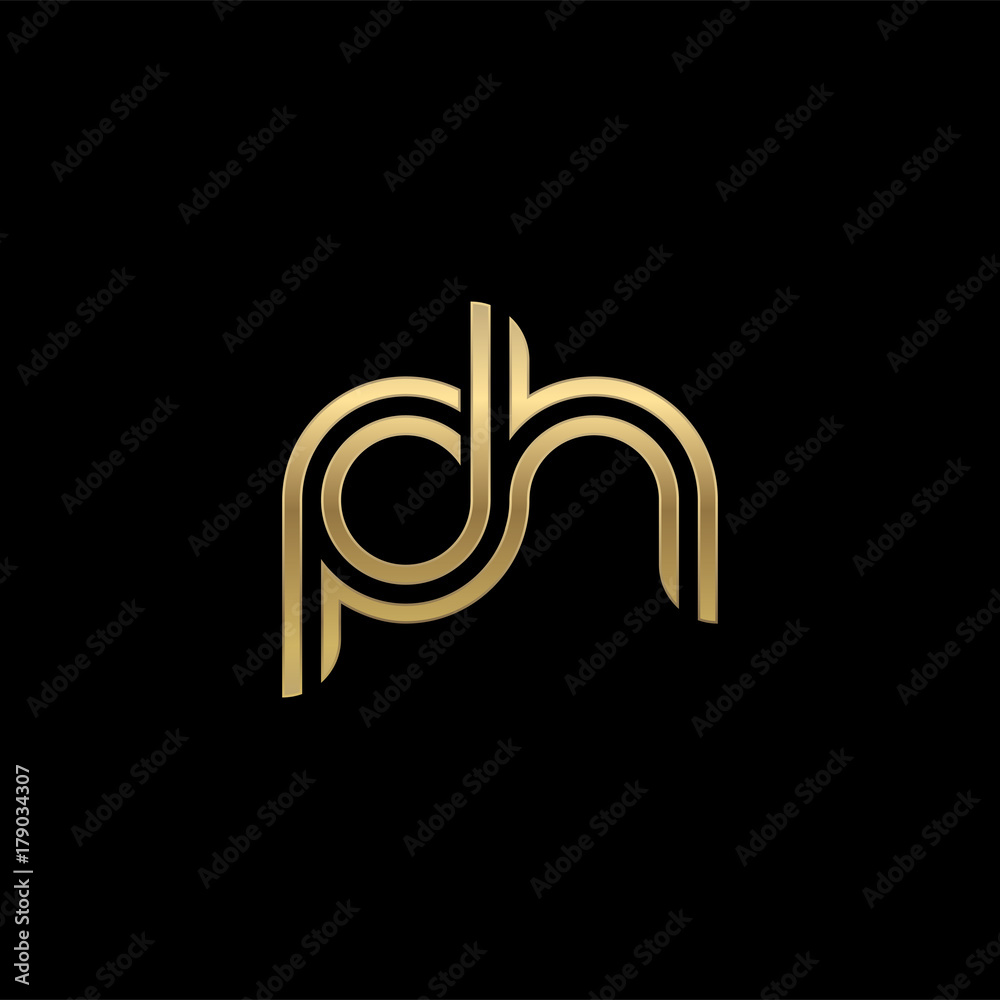 Initial lowercase letter ph, linked outline rounded logo, elegant ...