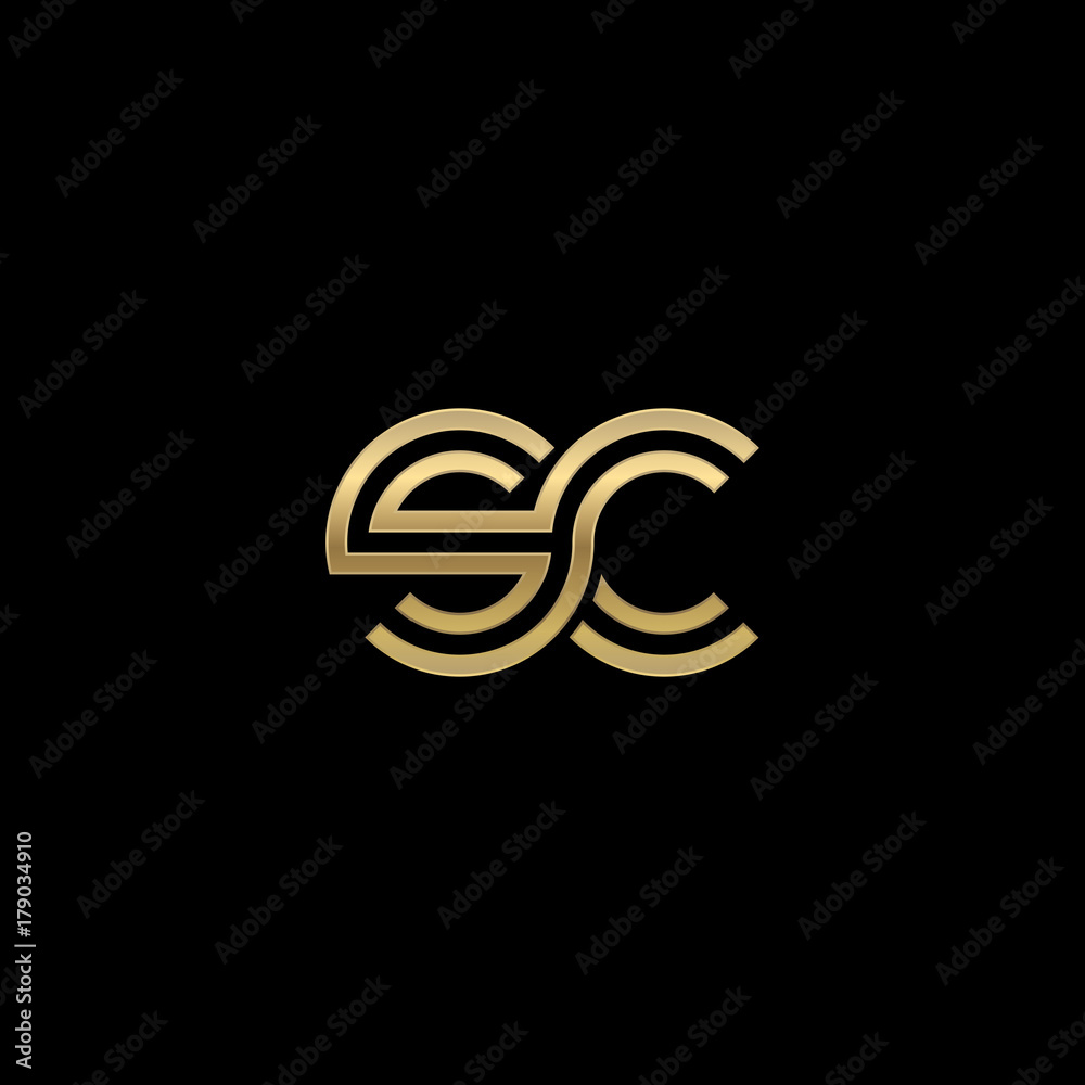 Initial lowercase letter sc, linked outline rounded logo, elegant ...