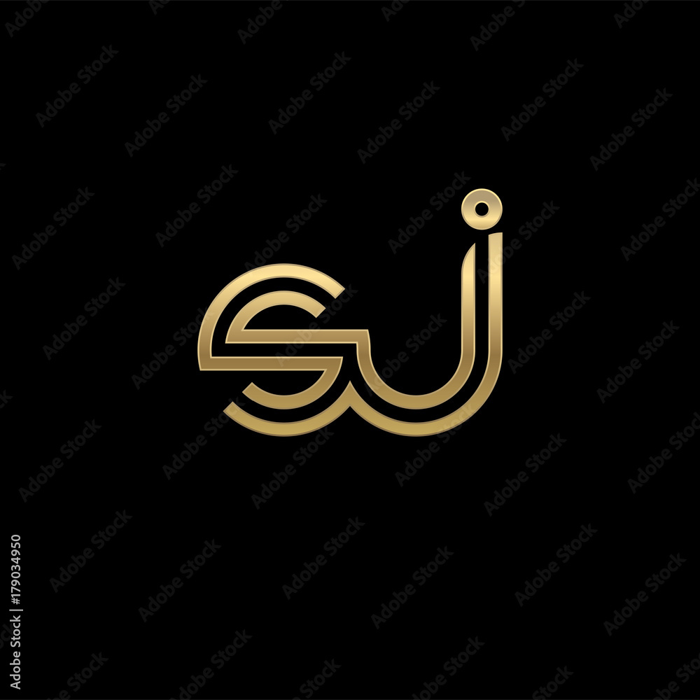 Initial lowercase letter sj, linked outline rounded logo, elegant ...