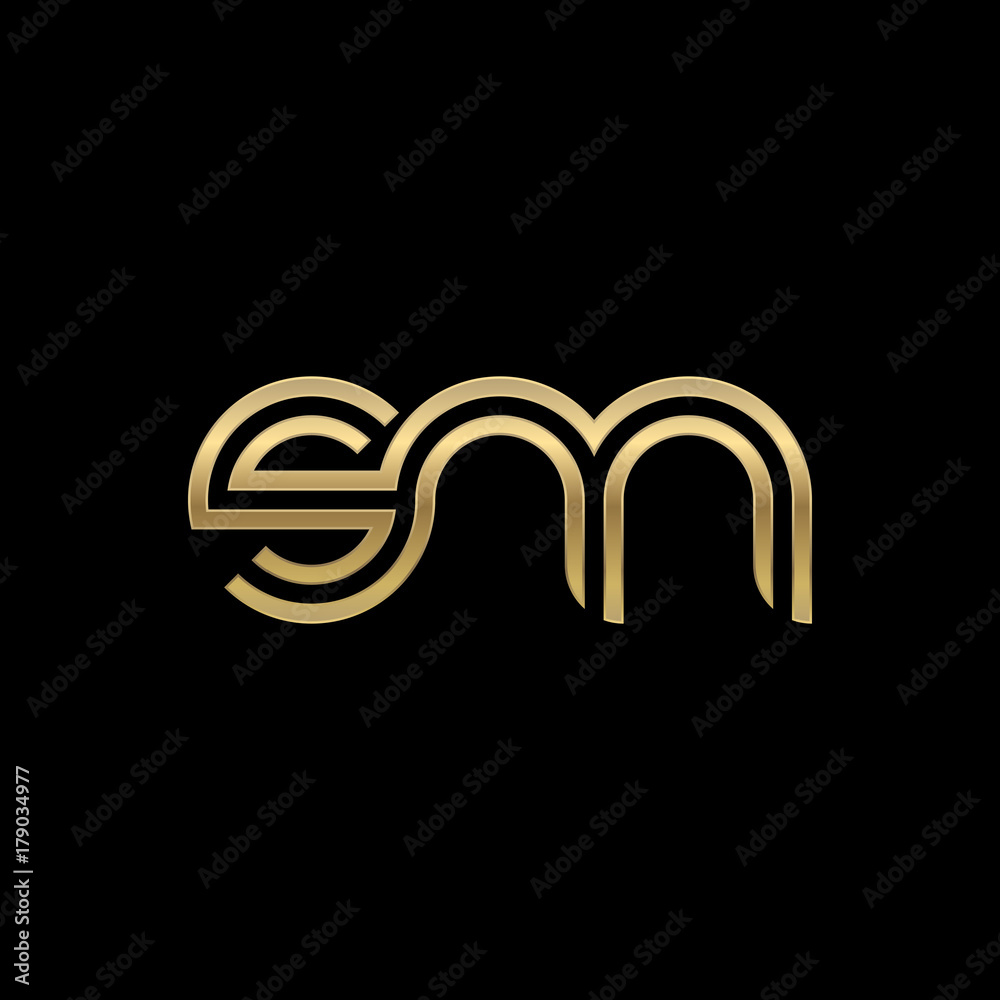 Initial lowercase letter sm, linked outline rounded logo, elegant ...