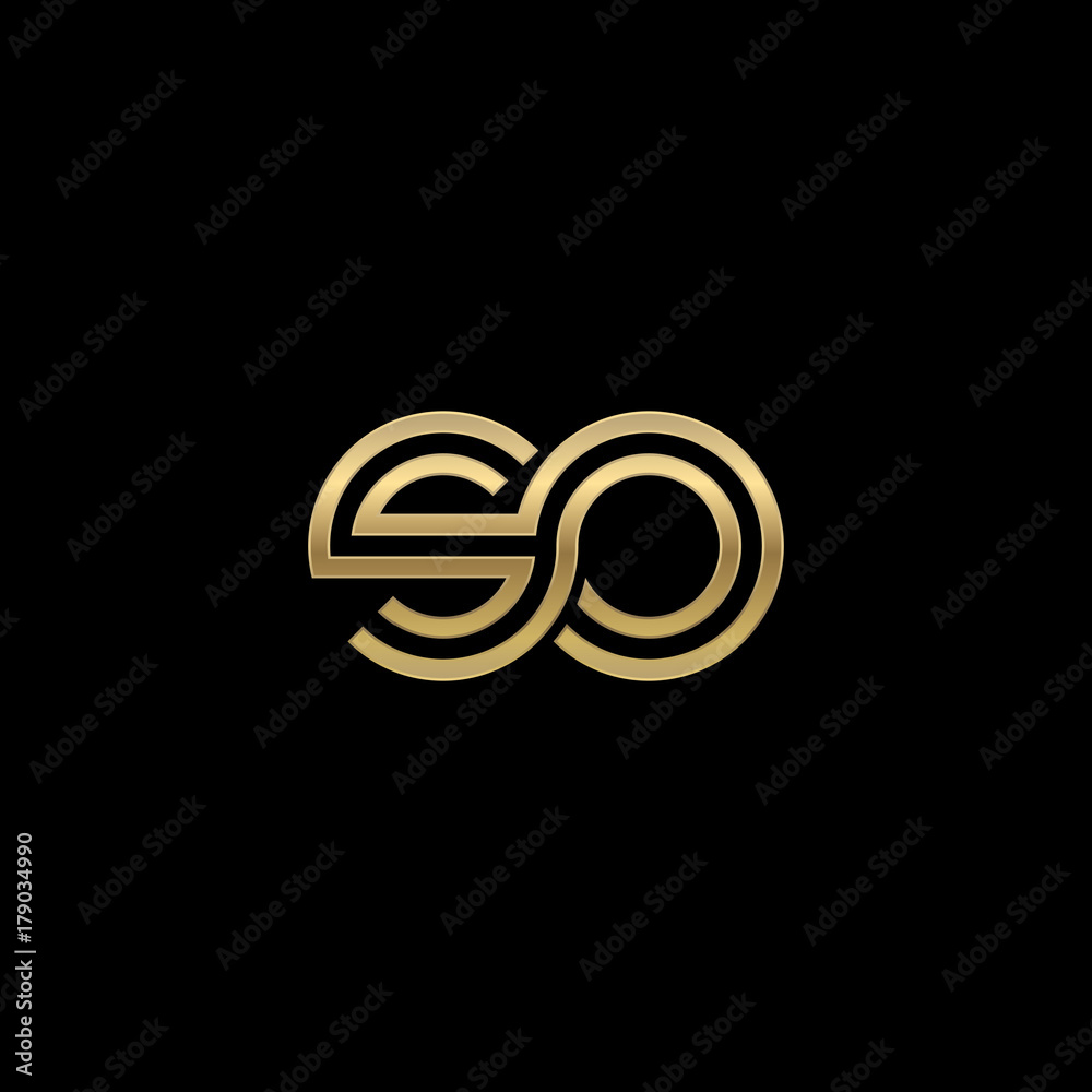 Initial lowercase letter so, linked outline rounded logo, elegant ...