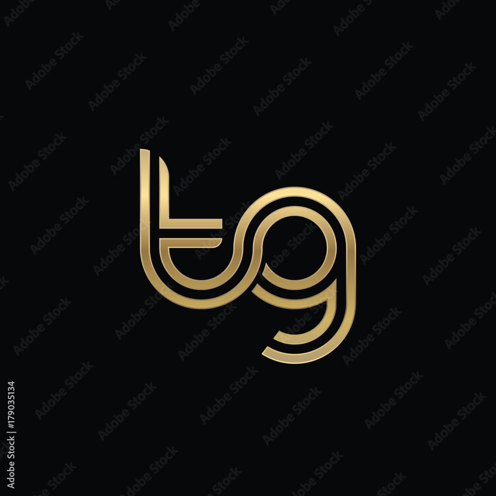 Initial lowercase letter tg, linked outline rounded logo, elegant ...
