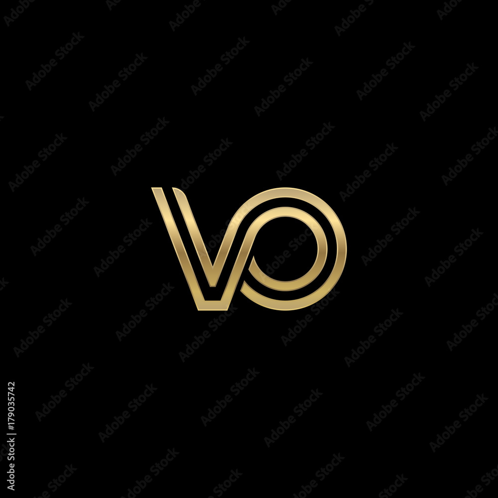 Initial lowercase letter vo, linked outline rounded logo, elegant ...