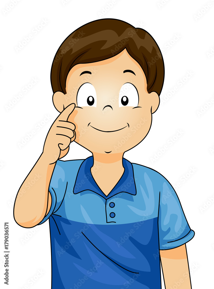 Kid Boy Pointing Eye Stock Vector | Adobe Stock