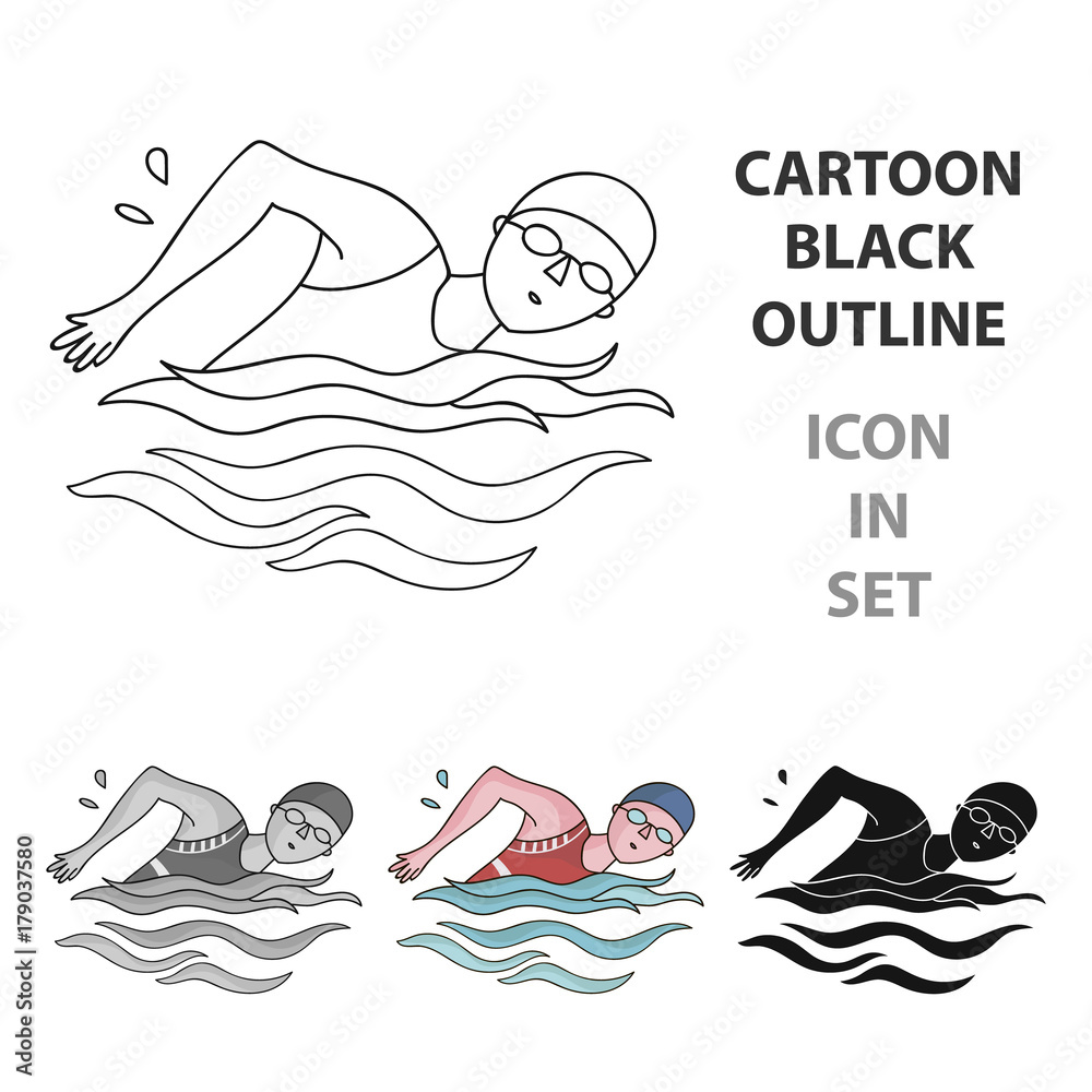 Swimmer in cap and goggles swimming in the pool.Olympic sports single ...